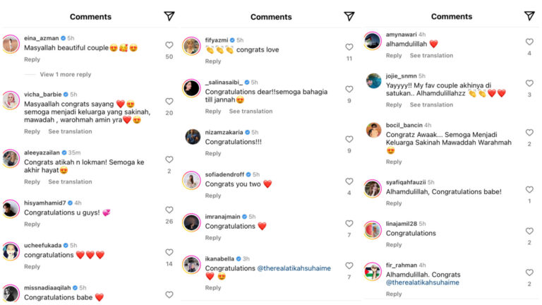 Atikah Suhaimie Kongsi Foto Perkahwinan, Rakan Selebriti & Netizen ...